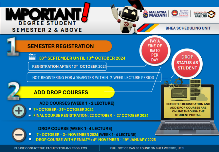 FACULTY OF HUMAN SCIENCES : SEMESTER REGISTRATION AND ADD DROP COURSES ...
